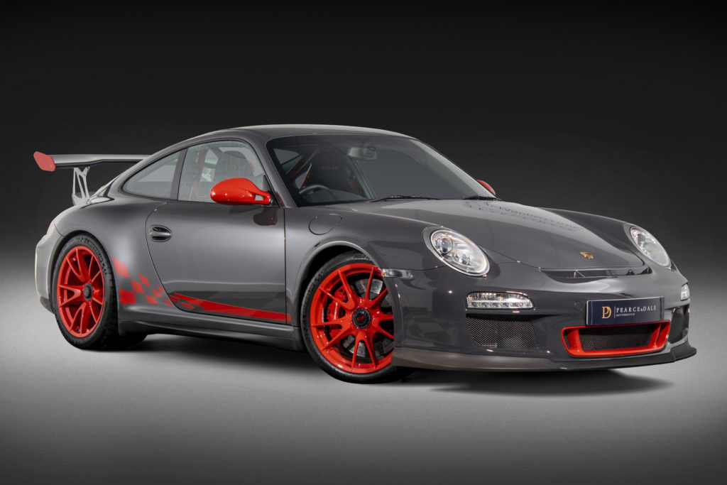Porsche 997 GT3 RS grey red Black Background - Pearce & Dale